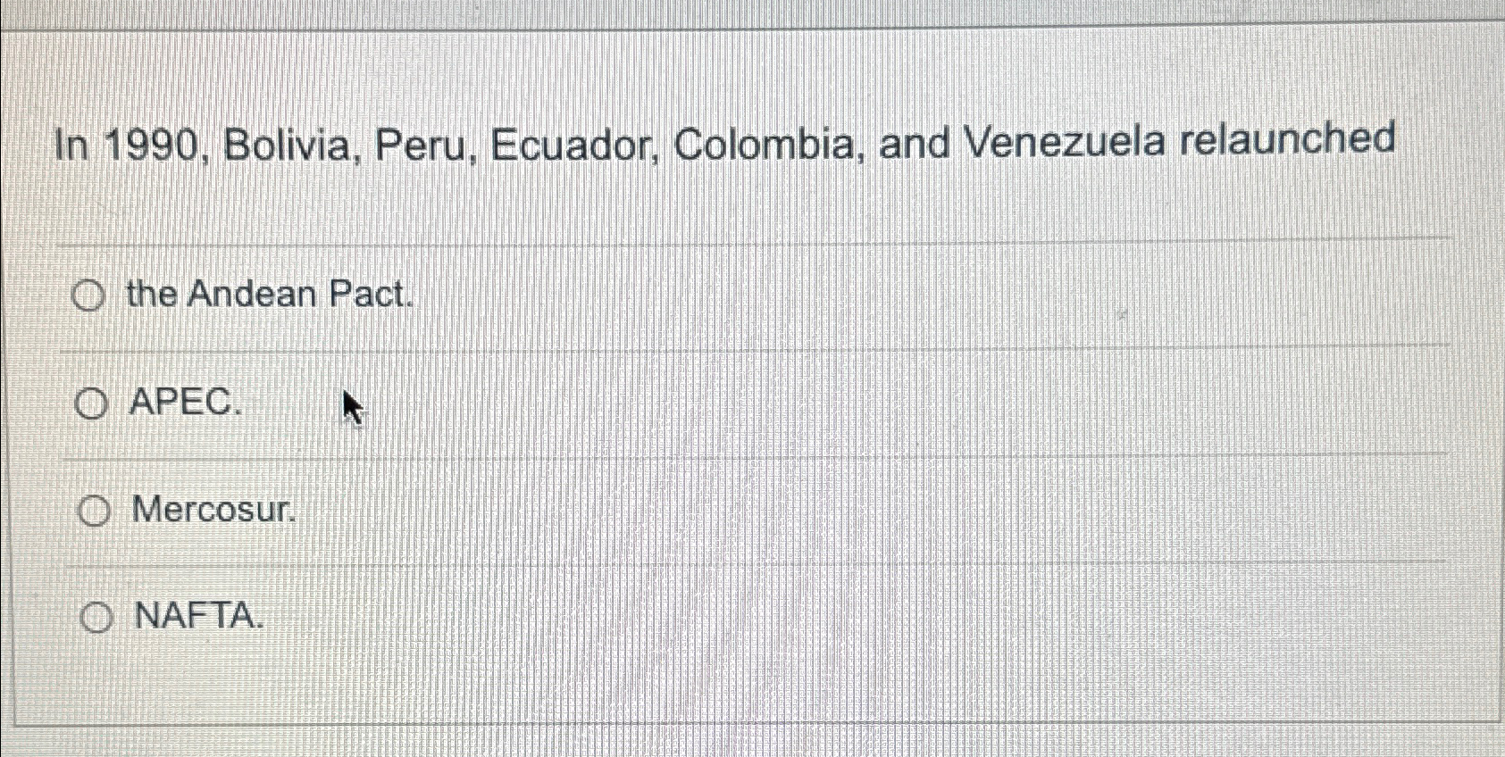 Solved In 1990, ﻿Bolivia, Peru, Ecuador, Colombia, and | Chegg.com