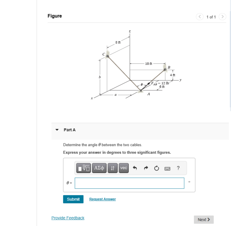 Solved aa = 8 ft ﻿and bb = 13 ft. ﻿Determine the angle | Chegg.com
