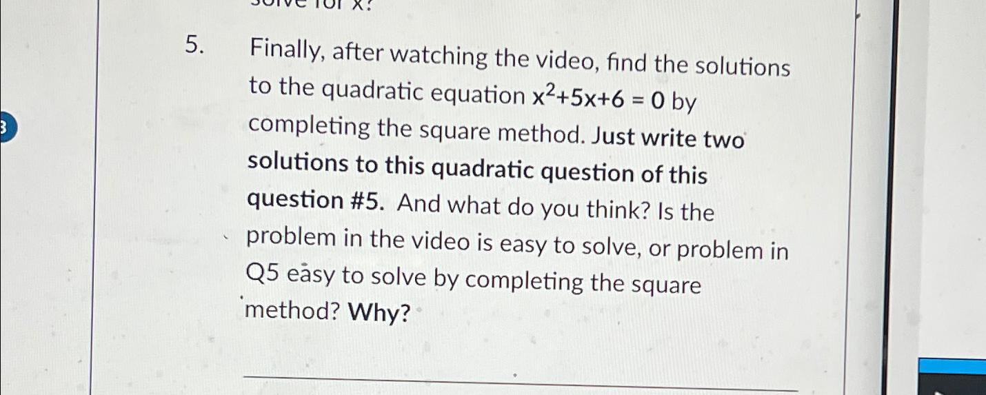 Solved Finally, after watching the video, find the solutions | Chegg.com