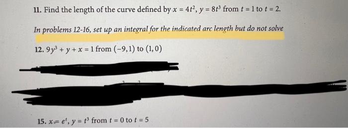 Solved 11. Find the length of the curve defined by | Chegg.com