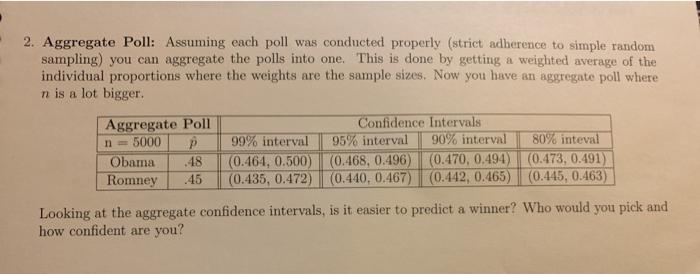 Solved 2. Aggregate Poll: Assuming each poll was conducted | Chegg.com