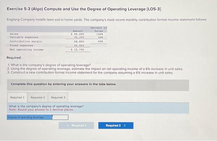 Solved Exercise 5-3 (Algo) Compute and Use the Degree of | Chegg.com