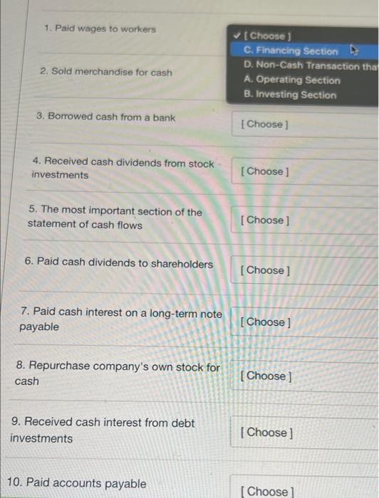 Solved For each of the following transactions, indicate the | Chegg.com