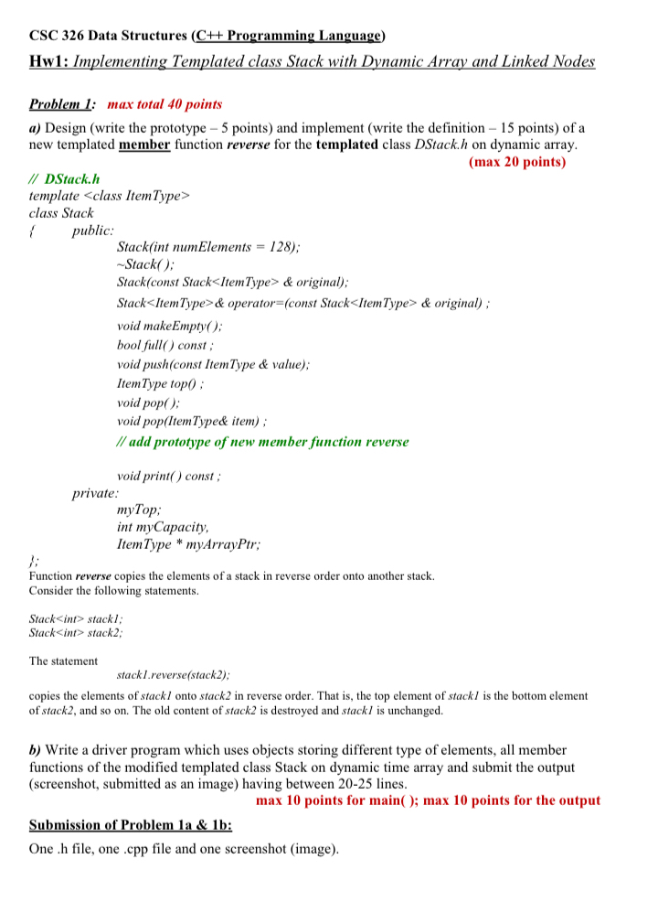 Solved CSC 326 ﻿Data Structures (C++ ﻿Programming | Chegg.com