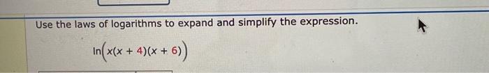 Solved Use the laws of logarithms to expand and simplify the | Chegg.com
