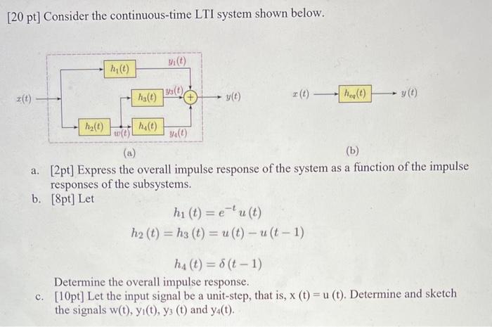Solved [ 20pt ] Consider the continuous-time LTI system | Chegg.com