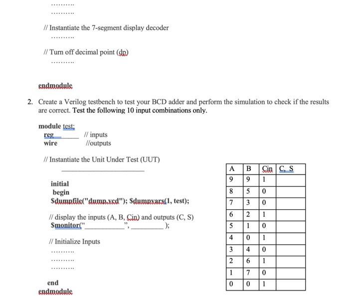 Solved As B: A: A1 module four_bit_adder (S, C4, A, B, Cin); | Chegg.com