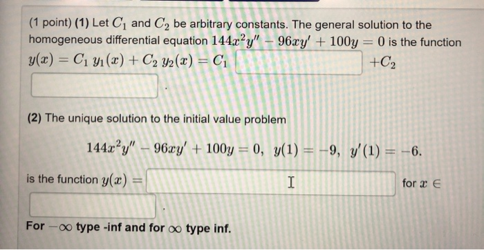 Solved (1 point) (1) Let C1 and C2 be arbitrary constants. | Chegg.com
