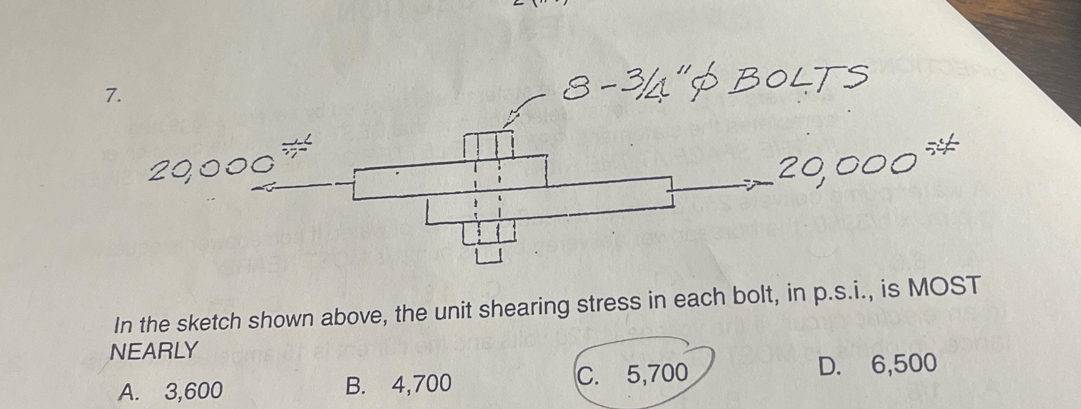 Solved In the sketch shown above, the unit shearing stress | Chegg.com