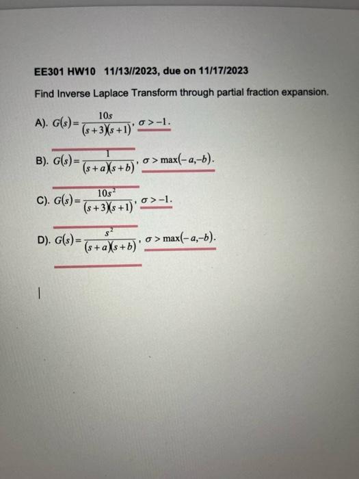 Solved EE301 HW10 11/13//2023, due on 11/17/2023 Find | Chegg.com