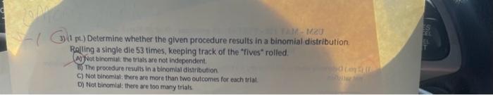 Solved 11 p.) Determine whether the given procedure results | Chegg.com