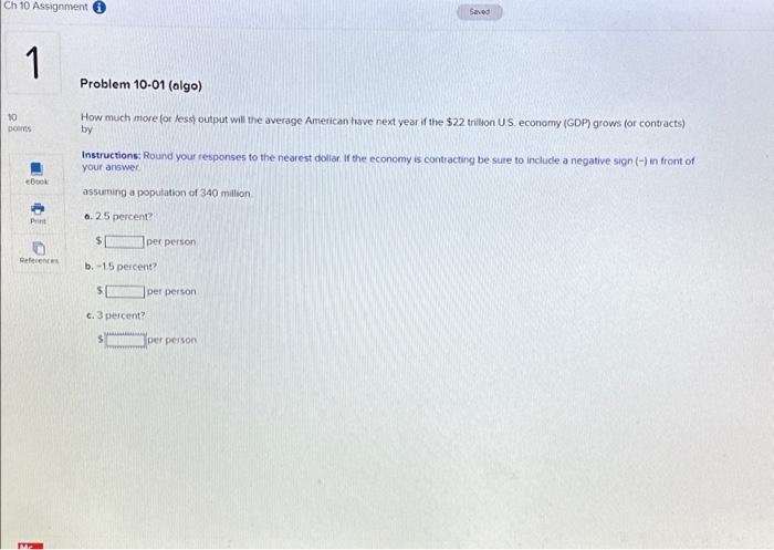 Ch 10 Assignment 1 10 points eBook Print References | Chegg.com