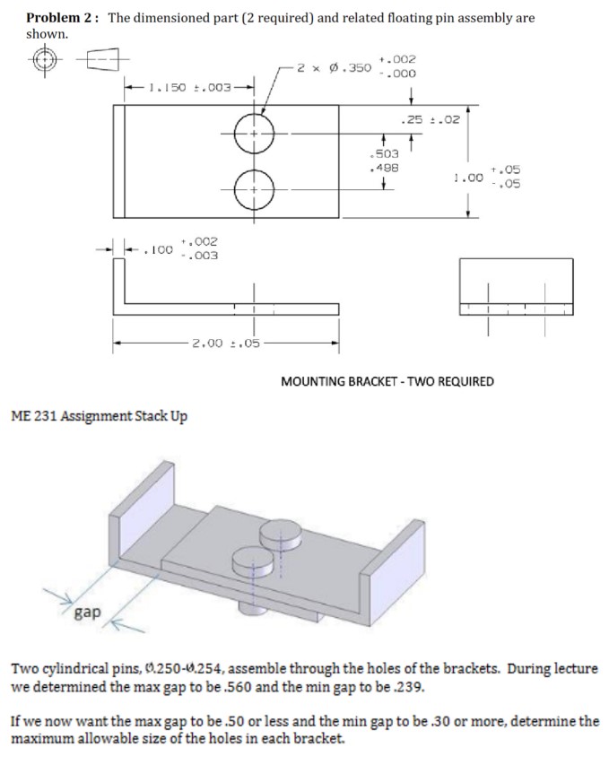 Solved Problem 2: The dimensioned part (2 ﻿required) ﻿and | Chegg.com