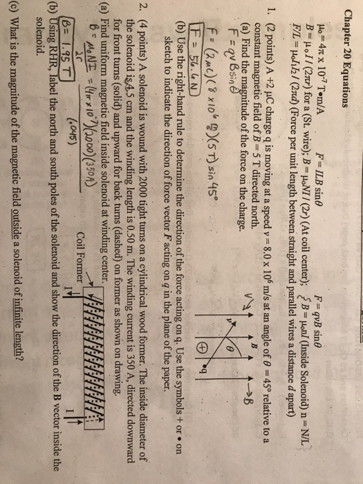 Solved Chapter 20 Equations Ho = 411 x 10-7 Tom/A F=ILB sino | Chegg.com