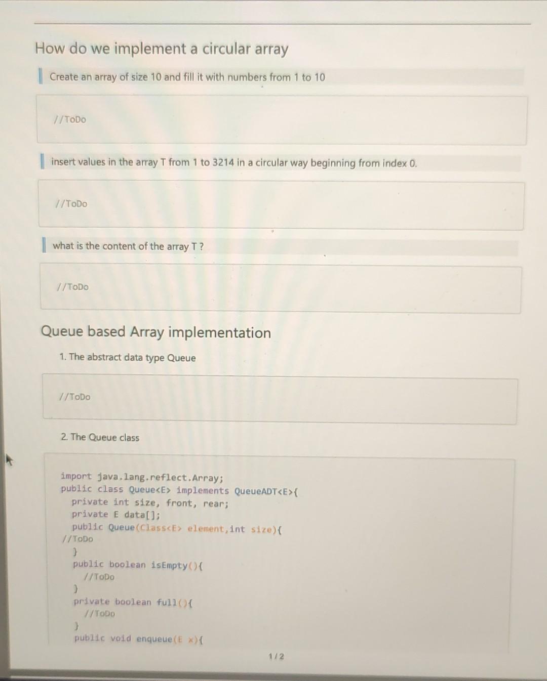 Solved How do we implement a circular array Create an array | Chegg.com