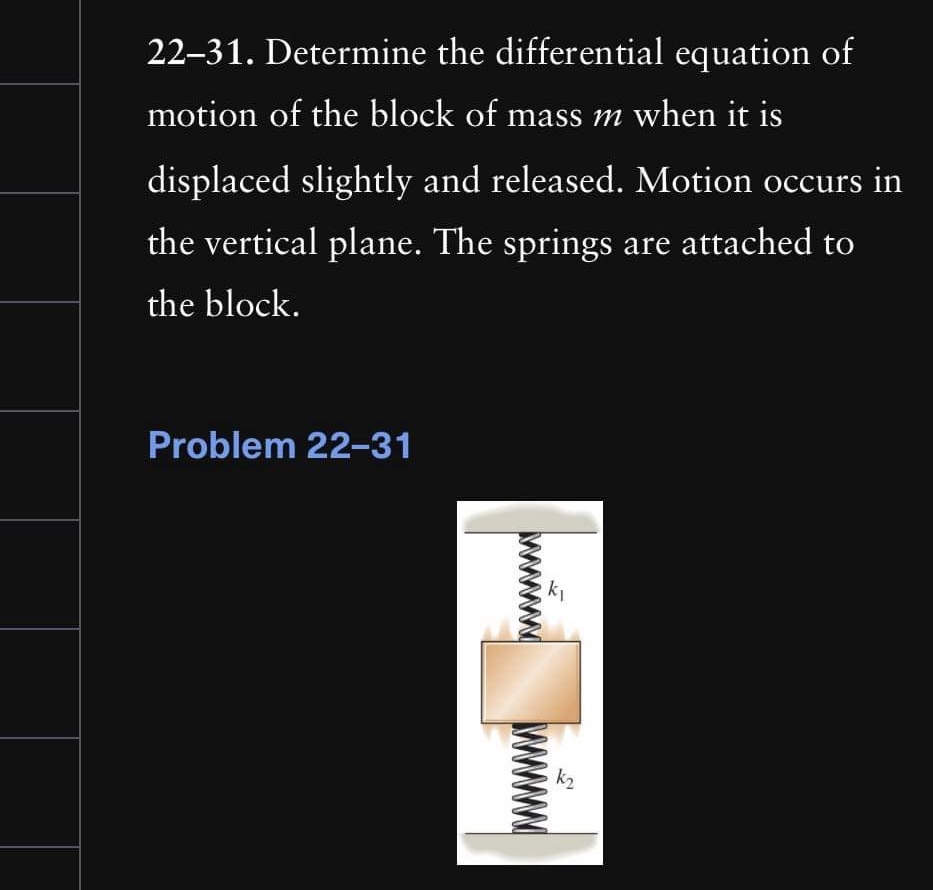 Solved 22-31. ﻿Determine the differential equation of motion | Chegg.com