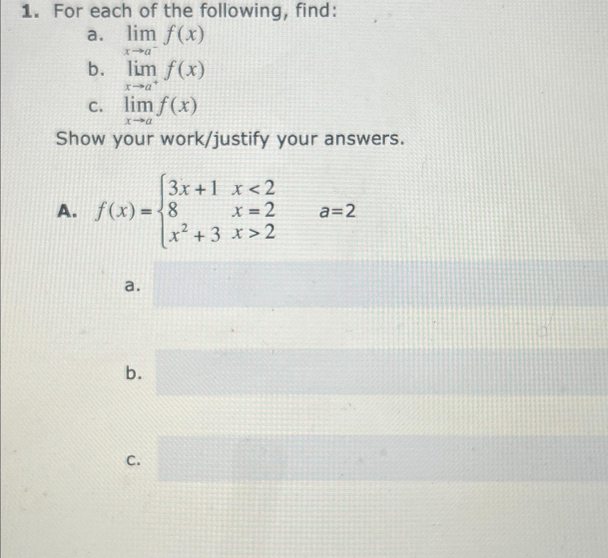 Solved For each of the following, | Chegg.com