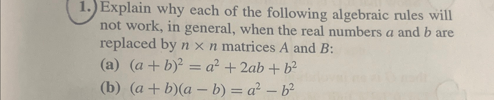 Solved 1.) ﻿Explain why each of the following algebraic | Chegg.com