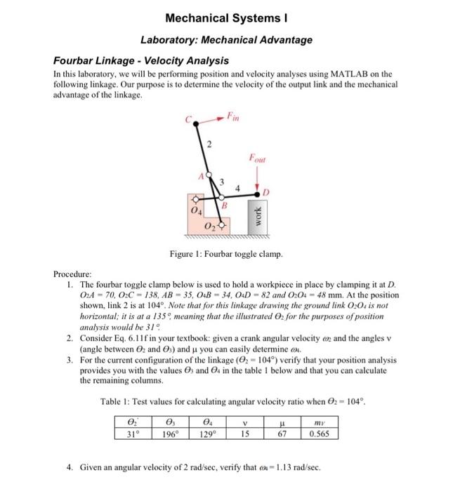 Solved Mechanical Systems Laboratory: Mechanical Advantage | Chegg.com