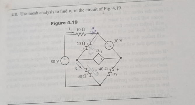 Solved 4.8. ﻿Use mesh analysis to find v3 ﻿in the circuit of | Chegg.com