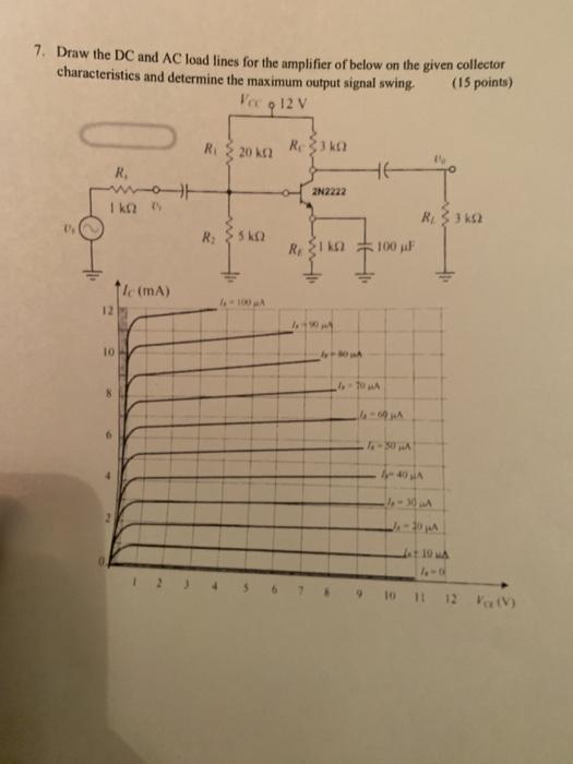 Solved 7. Draw the DC and AC load lines for the amplifier of | Chegg.com
