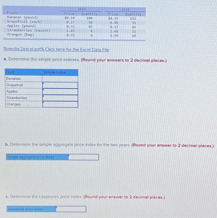 Solved \%media:2excel.ext\% Click here for the Excel Data | Chegg.com