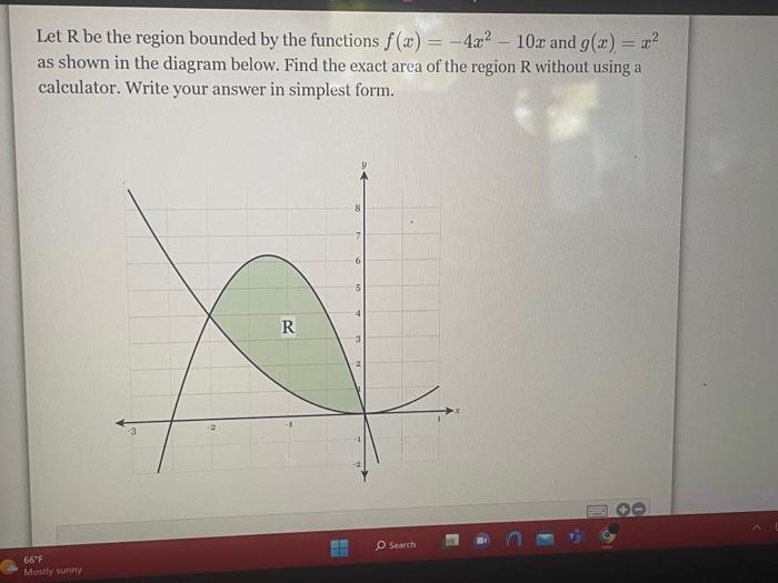Solved Let R be the region bounded by the functions | Chegg.com