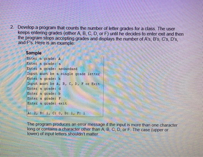 Solved 2. Develop a program that counts the number of letter | Chegg.com