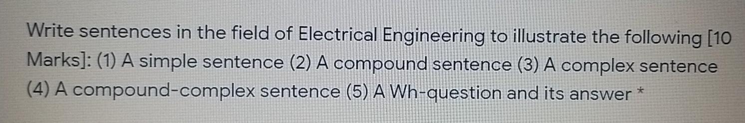 Solved Write sentences in the field of Electrical | Chegg.com