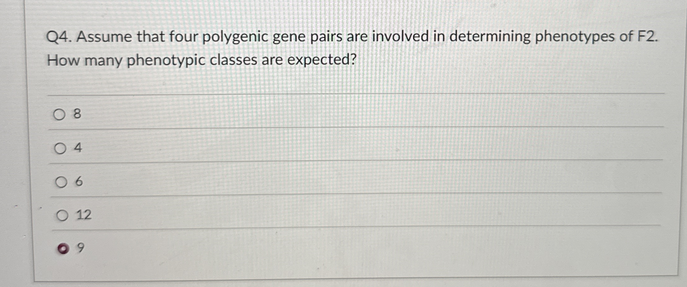Solved Q4. ﻿Assume that four polygenic gene pairs are | Chegg.com
