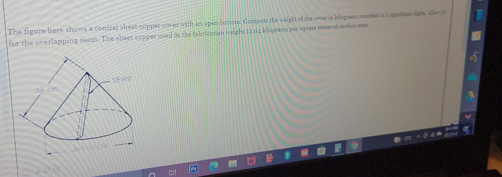 Solved a The figure here shows a conical sheet copper cover | Chegg.com