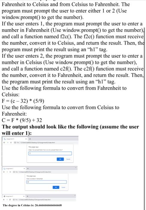 Solved Fahrenheit to Celsius and from Celsius to Fahrenheit. | Chegg.com