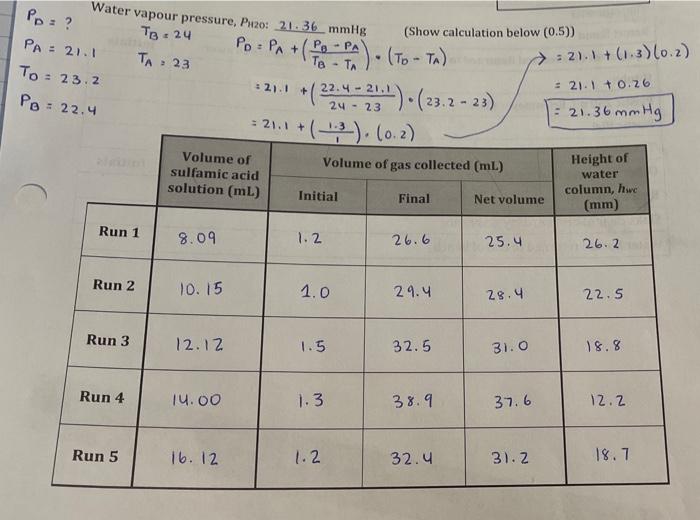 Solved a) Calculate the pressure correction, Pwc, from the | Chegg.com