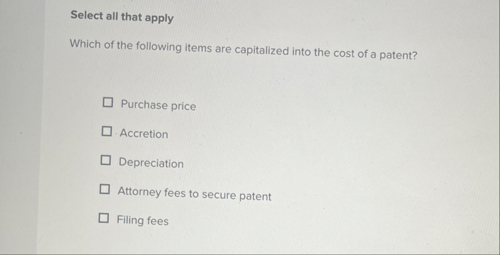 Solved Select all that applyWhich of the following items are | Chegg.com