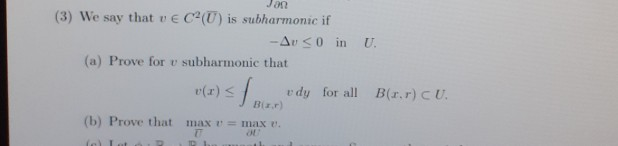 Solved Jan (3) We say that we c'(U) is subharmonic if -AU