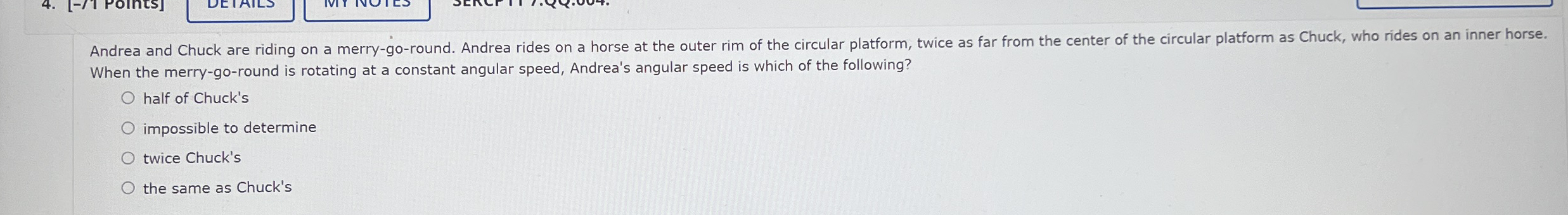 Solved When the merry-go-round is rotating at a constant | Chegg.com