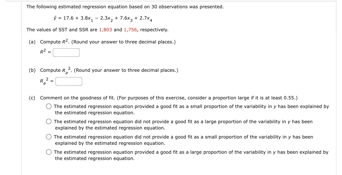 Solved The following estimated regression equation based on | Chegg.com