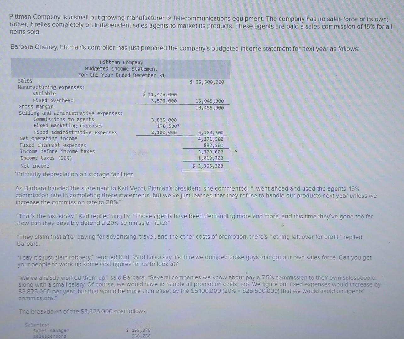 Solved Compute Pittman Company's break-even point in dollar | Chegg.com
