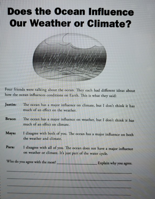 Solved Does the Ocean Influence Our Weather or Climate? SAS | Chegg.com