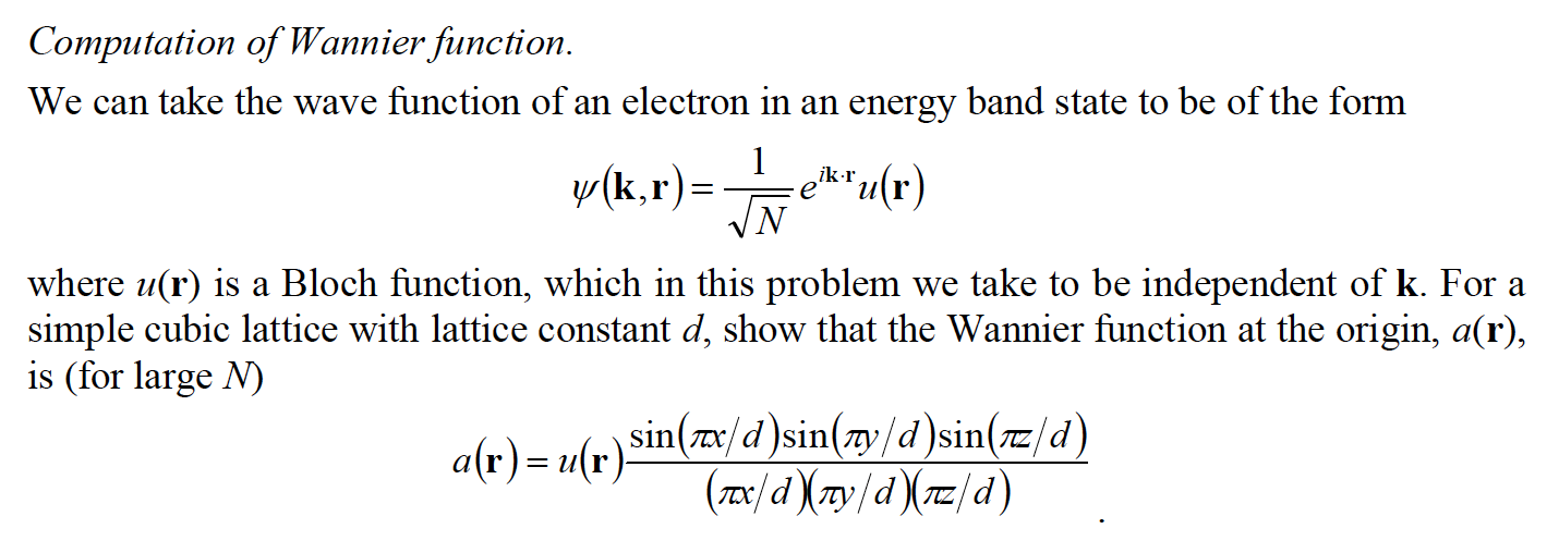 Solved Computation of Wannier function | Chegg.com