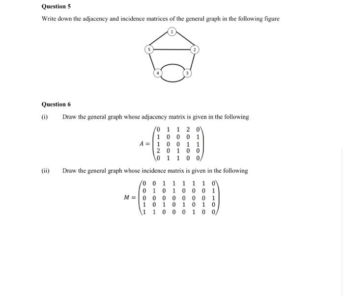 Solved Write down the adjacency and incidence matrices of | Chegg.com