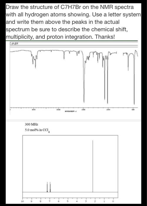 Solved Draw the structure of C7H7Br on the NMR spectra with | Chegg.com