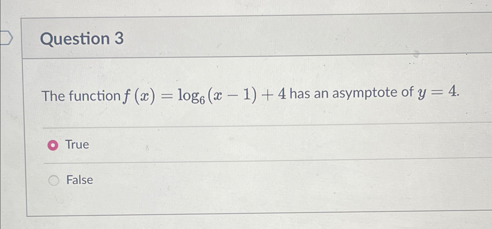 Solved Question 3The function f(x)=log6(x-1)+4 ﻿has an | Chegg.com