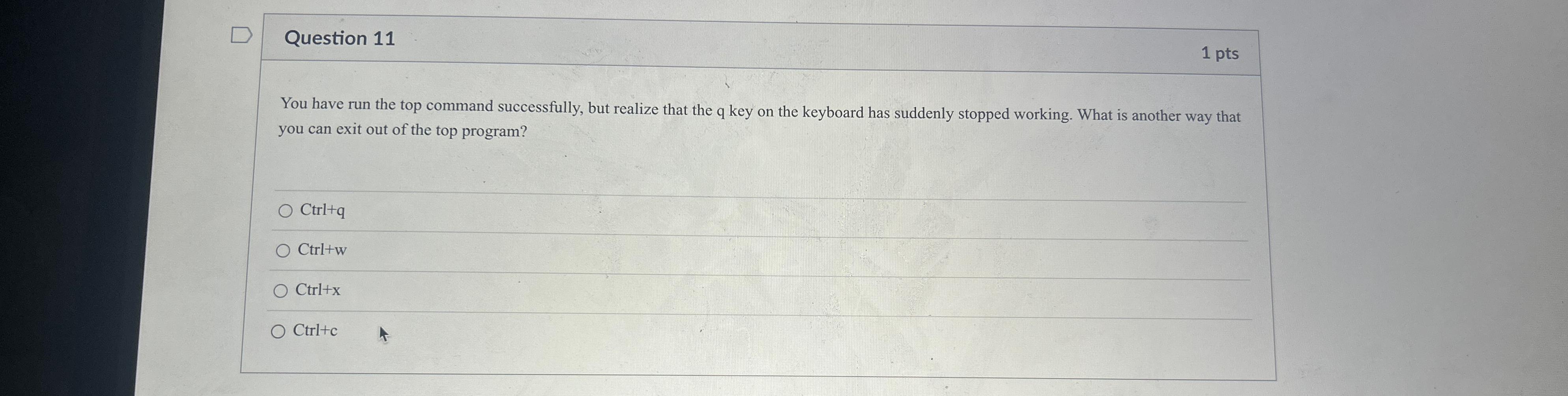 Solved Question 111 ﻿ptsYou have run the top command | Chegg.com