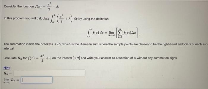 Solved Consider the function f(x)=2x2+8 In this problem you | Chegg.com