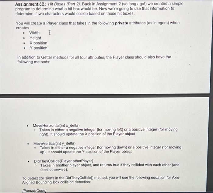 Solved Assignment 8B: Hit Boxes (Part 2). Back in Assignment | Chegg.com