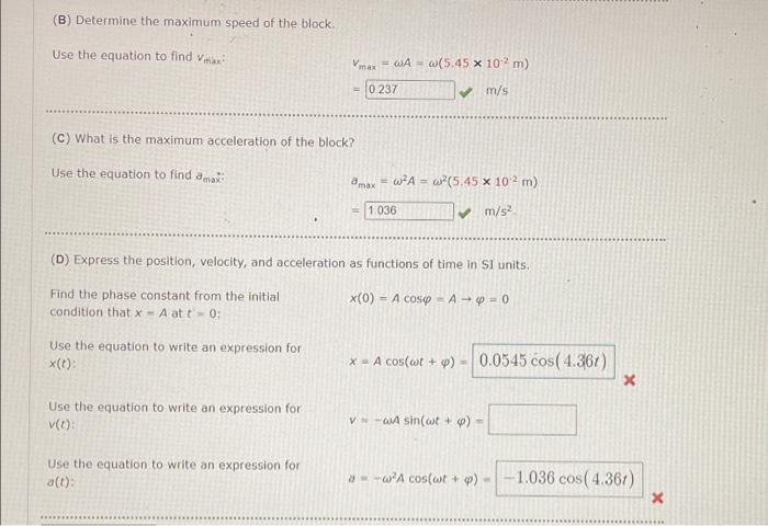 Solved Example 12.1 A Block-Spring System x=0 A 215-g block | Chegg.com