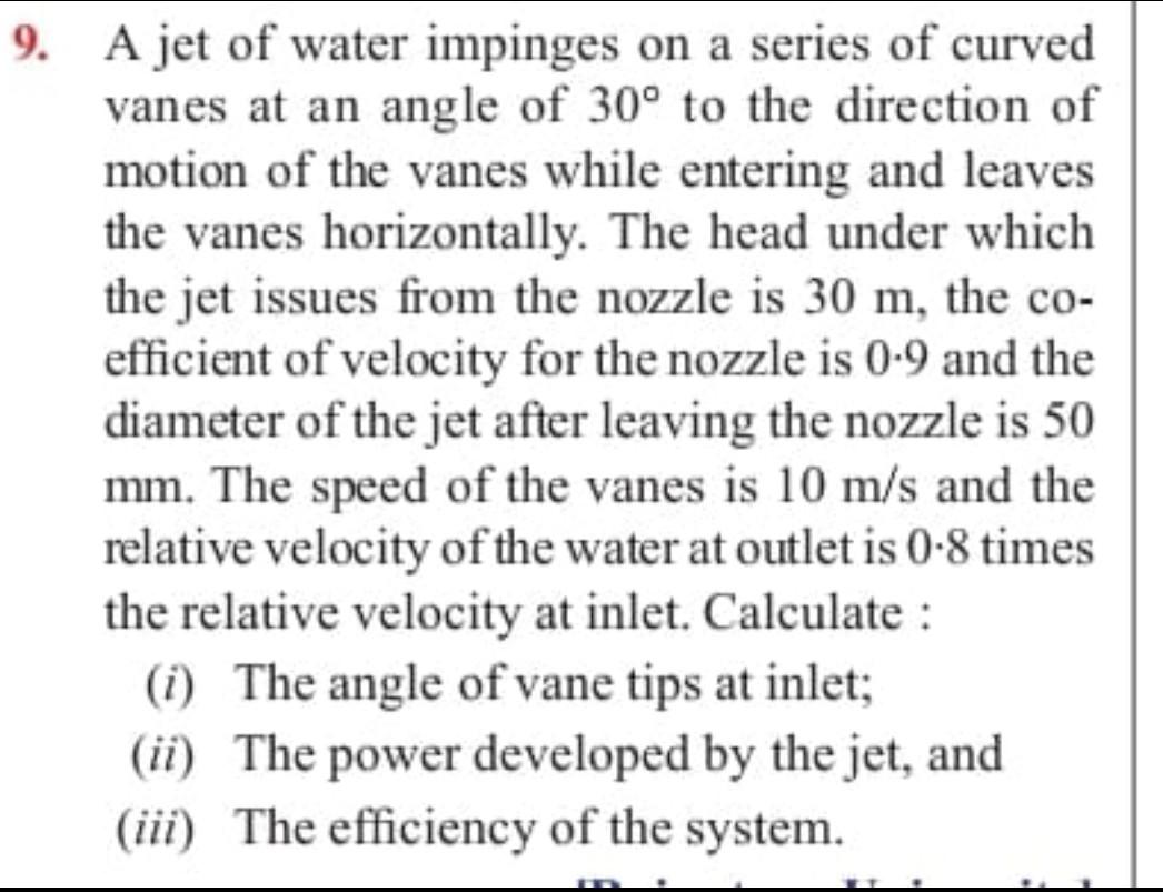 Solved A jet of water impinges on a series of curved vanes | Chegg.com