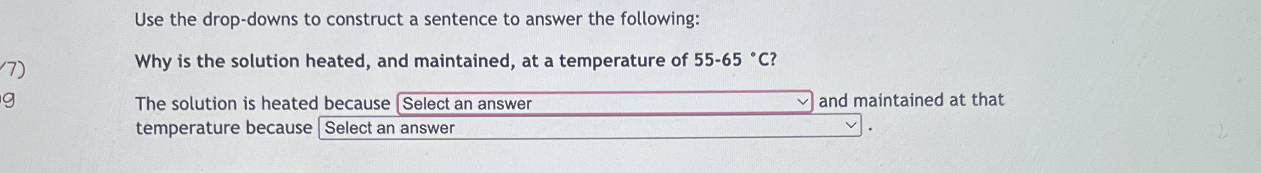 Solved Use the drop-downs to construct a sentence to answer | Chegg.com