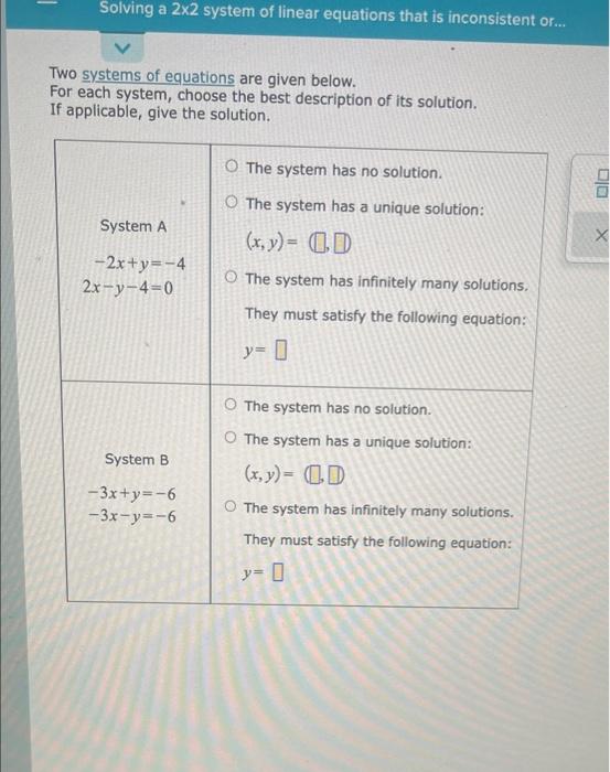 Solved Solving a 2x2 system of linear equations that is | Chegg.com